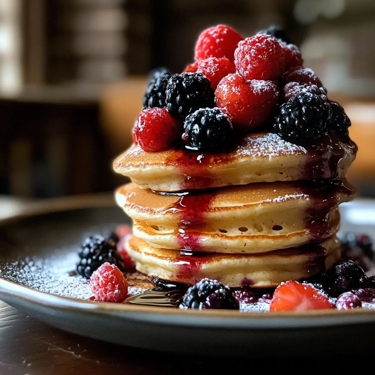 Ultimate Delicious Mixed Berry Pancake Stack with Fluffy Layers
